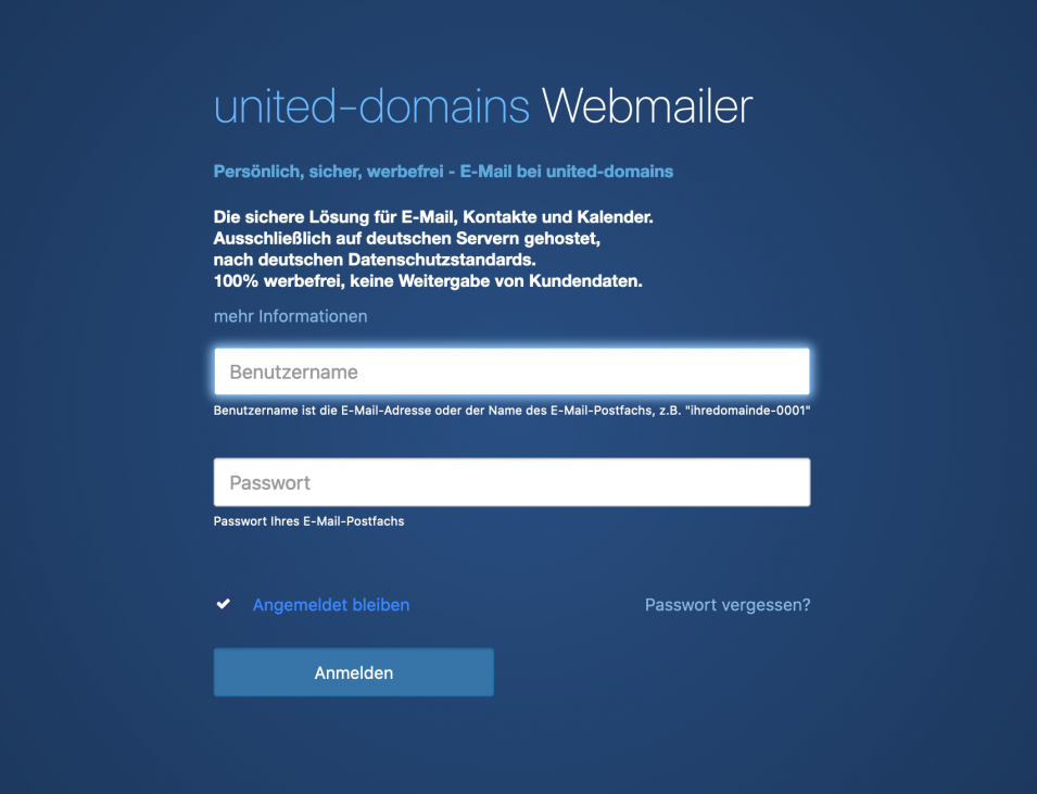 Wie konfiguriere ich den united-domains Webmailer?