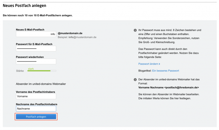 Wie richte ich ein E-Mail-Postfach ein?