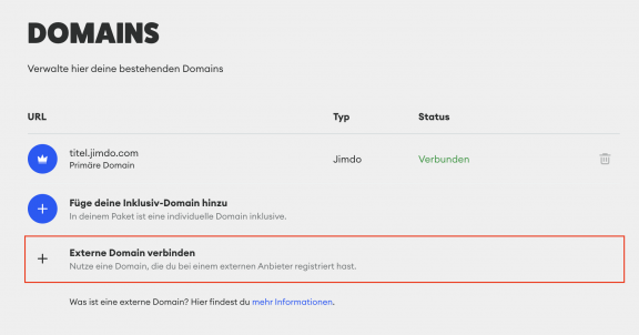 Wie verbinde ich meine Domain mit einer Website bei Jimdo?